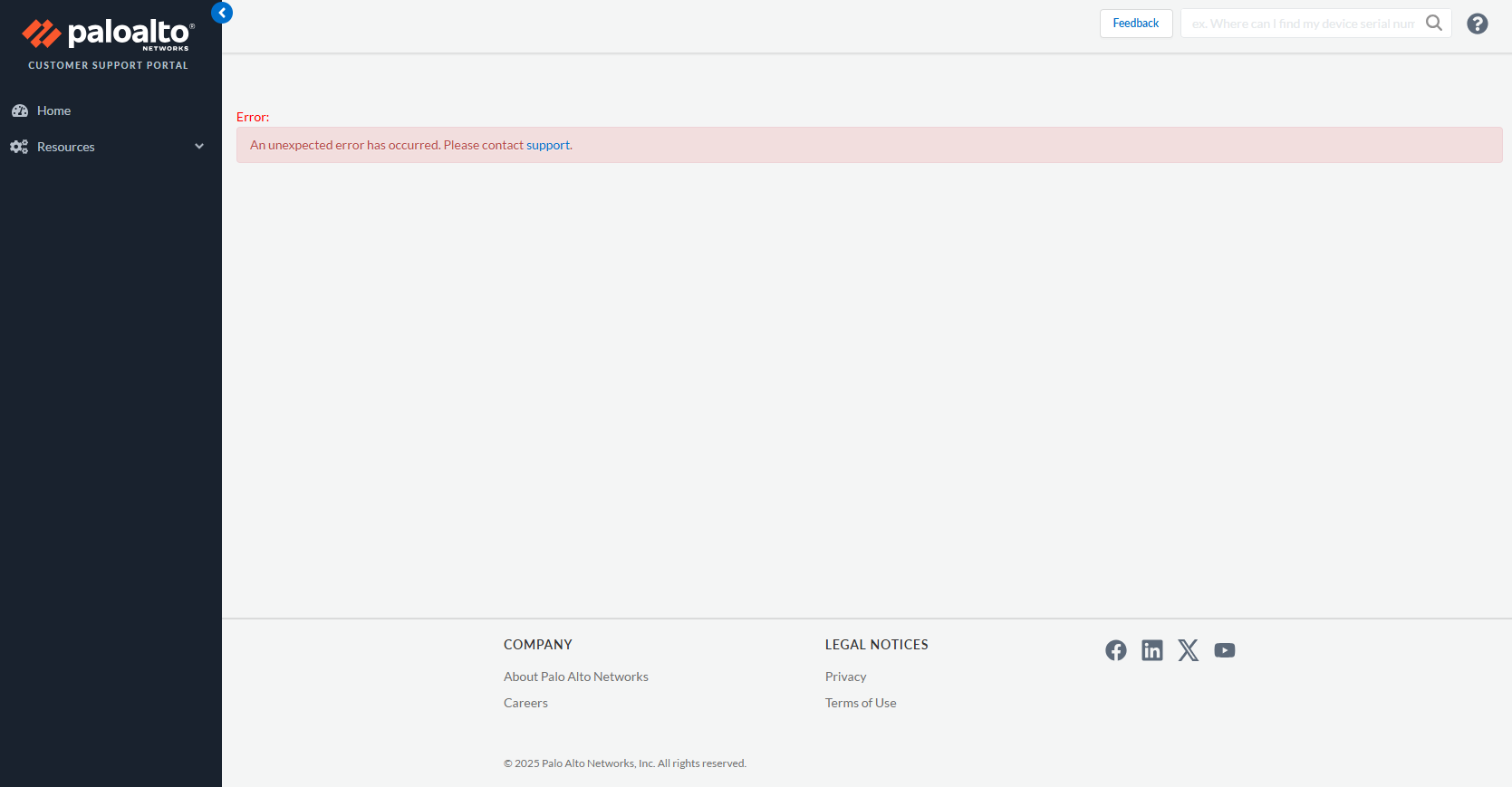 Solved: LIVEcommunity - Error when logged into support account - LIVEcommunity - 1228825